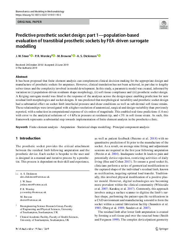 Prosthetic Socket Tissue Damage