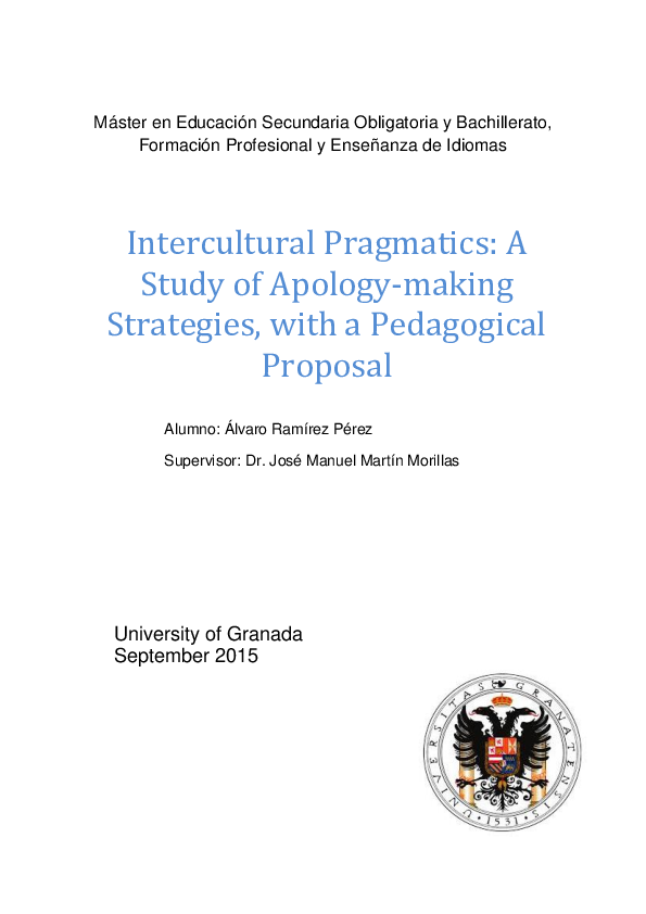 (PDF) Intercultural Pragmatics: A Study of Apology-making Strategies, with a Pedagogical Proposal