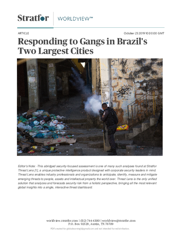 (PDF) Responding to Gangs in Brazil's Two Largest Cities