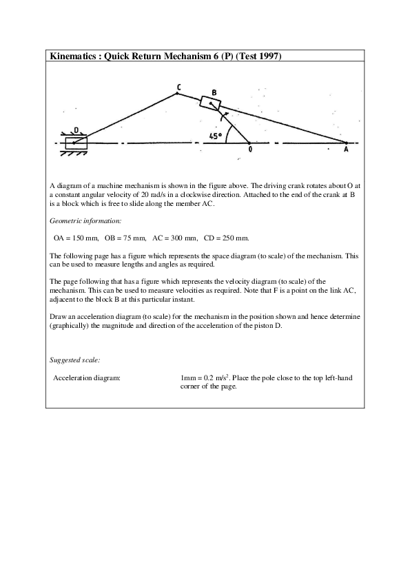 (PDF) Kinematics : Quick Return Mechanism 6 (P) (Test 1997