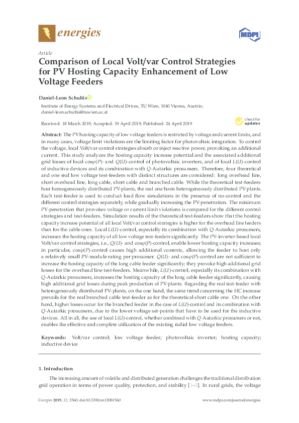 (PDF) Comparison of Local Volt/var Control Strategies for PV Hosting Capacity Enhancement of Low ...