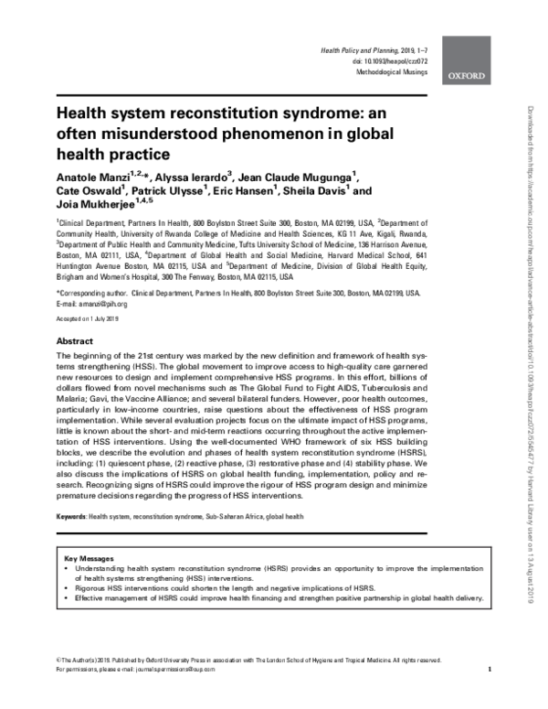 (PDF) Health system reconstitution syndrome: An often misunderstood ...