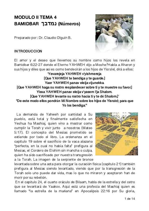 (PDF) MODULO II TEMA 4 BAMIDBAR ‫נמדבך‬ (Números