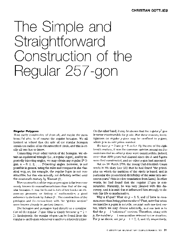 (PDF) Tho Simple and Straightforward Construction of tho Regular 257 ...