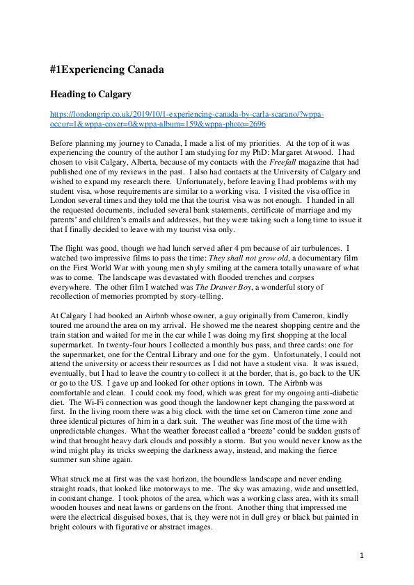 (DOC) Canada Travel Journals