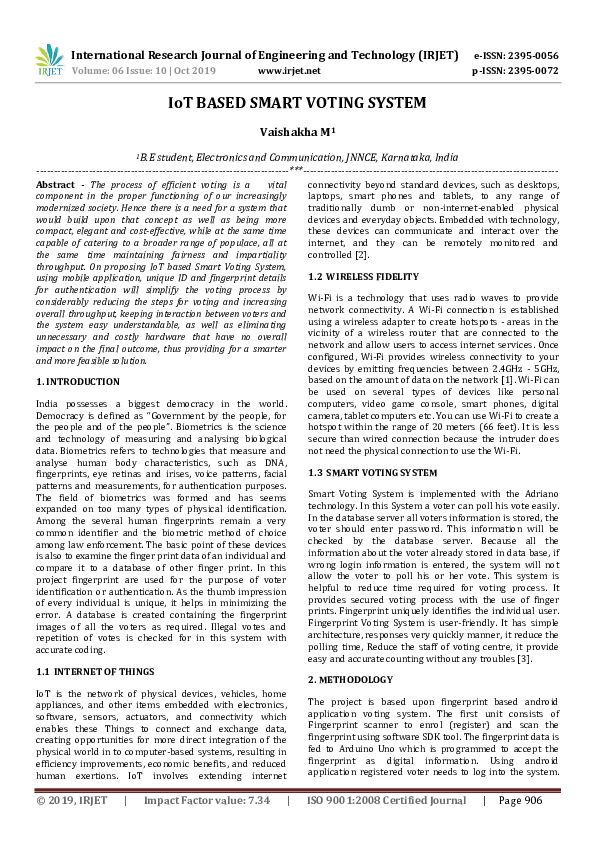 (PDF) IRJET- IoT BASED SMART VOTING SYSTEM