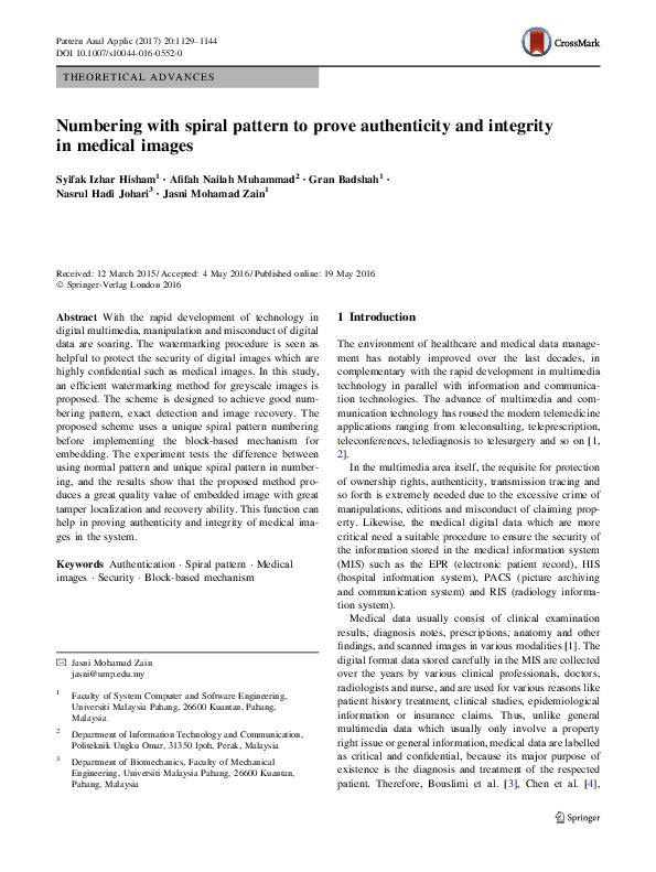 (PDF) Numbering with spiral pattern to prove authenticity and integrity ...