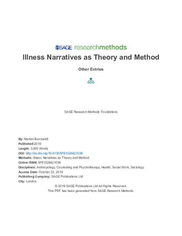 (PDF) Illness Narratives as Theory and Method Other Entries SAGE ...