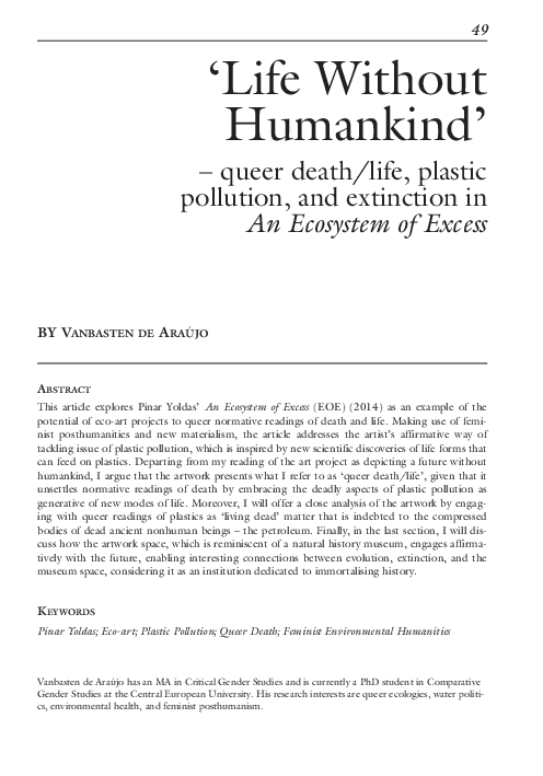(PDF) 'Life Without Humankind' -queer death/life, plastic pollution ...