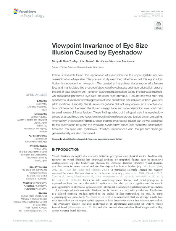 (PDF) Viewpoint invariance of eye size illusion caused by eyeshadow