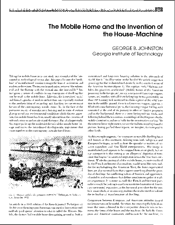 (PDF) The Mobile Home and the Invention of the House-Machine