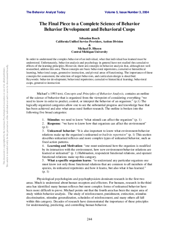 (PDF) The Final Piece to a Complete Science of Behavior Behavior ...