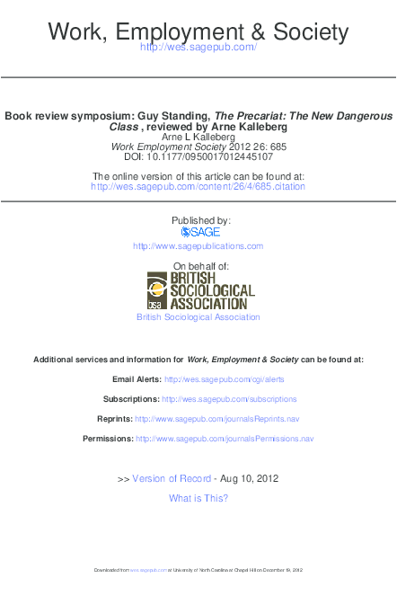 (PDF) Book review symposium: Guy Standing, The Precariat: The New ...