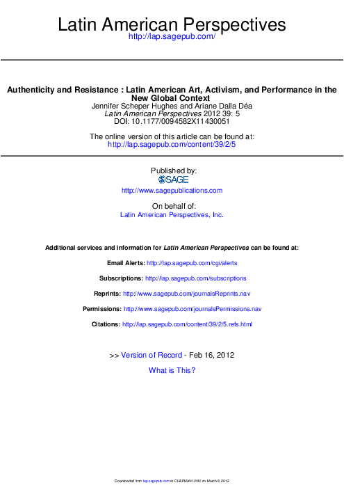(PDF) Authenticity and Resistance : Latin American Art, Activism, and ...