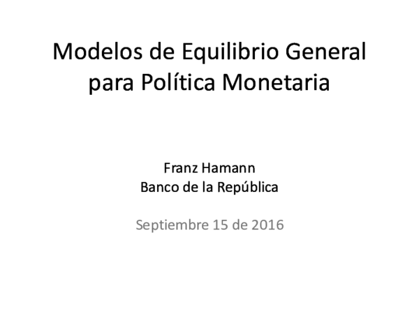 (PDF) Modelos de Equilibrio General para Política Monetaria