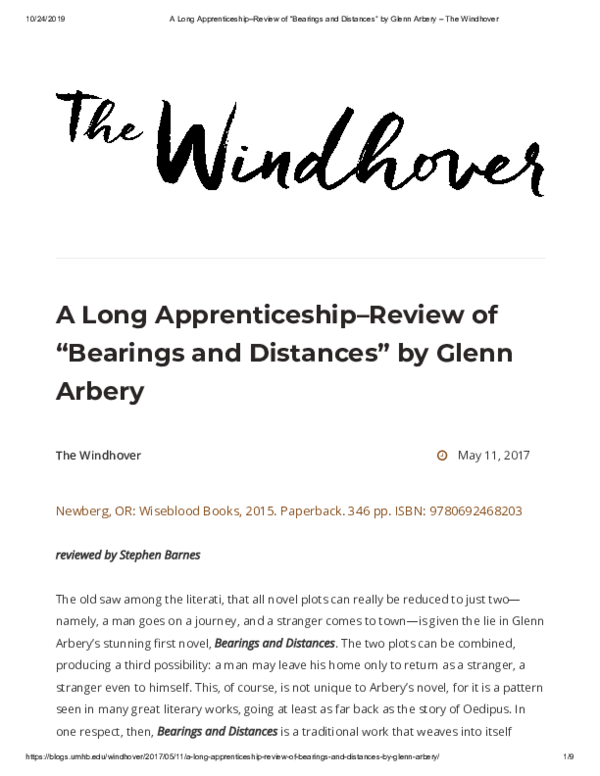 (PDF) A Long Apprenticeship-Review of "Bearings and Distances" by Glenn ...