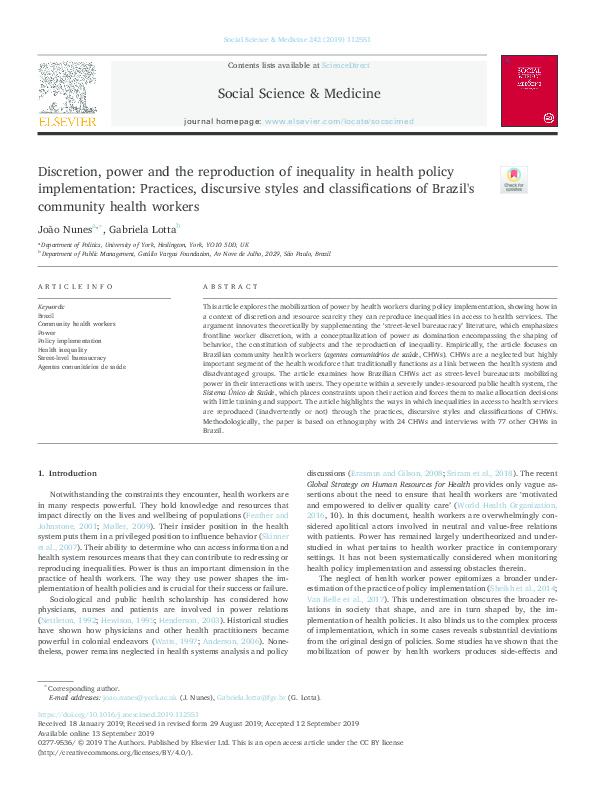 (PDF) Discretion, power and the reproduction of inequality in health ...