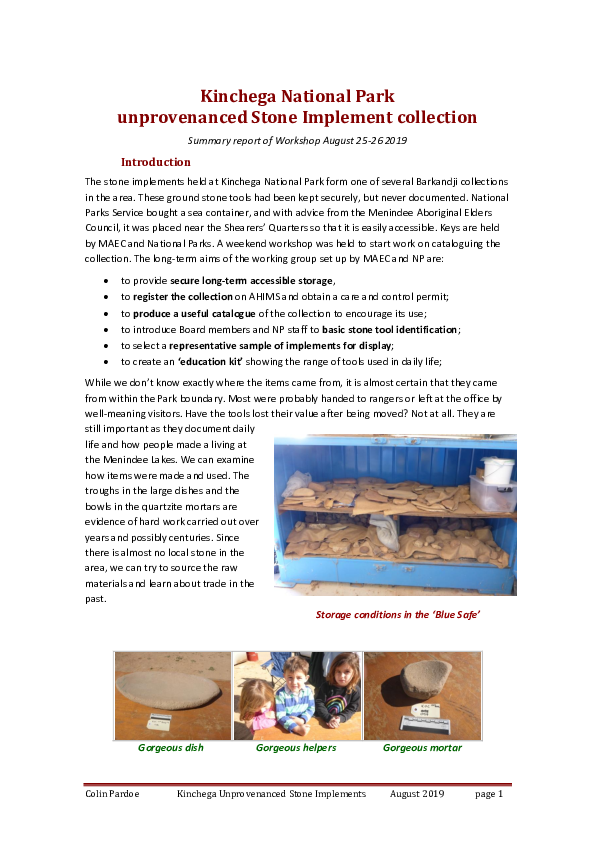 (PDF) Kinchega National Park unprovenanced Stone Implement collection