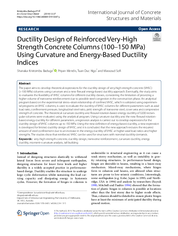 (PDF) Ductility Design of Reinforced Very-High Strength Concrete ...