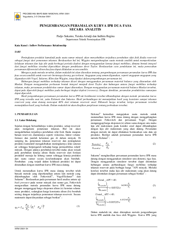 (PDF) PENGEMBANGAN PERAMALAN KURVA IPR DUA FASA SECARA ANALITIS