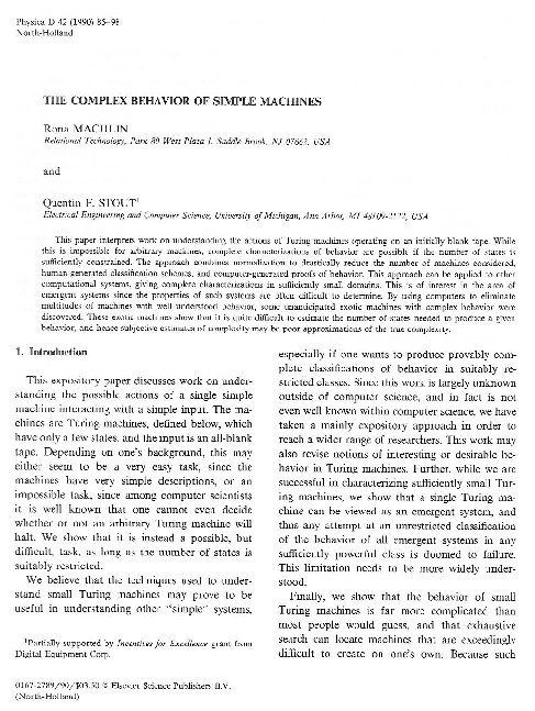 (PDF) The complex behavior of simple machines