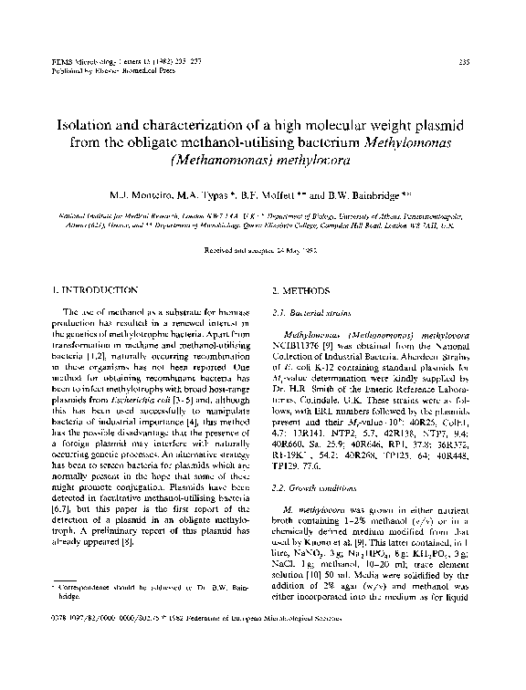 (PDF) Isolation and characterization of a high molecular weight plasmid ...