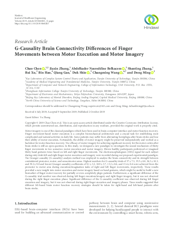 (PDF) G-Causality Brain Connectivity Differences of Finger Movements between Motor Execution and ...
