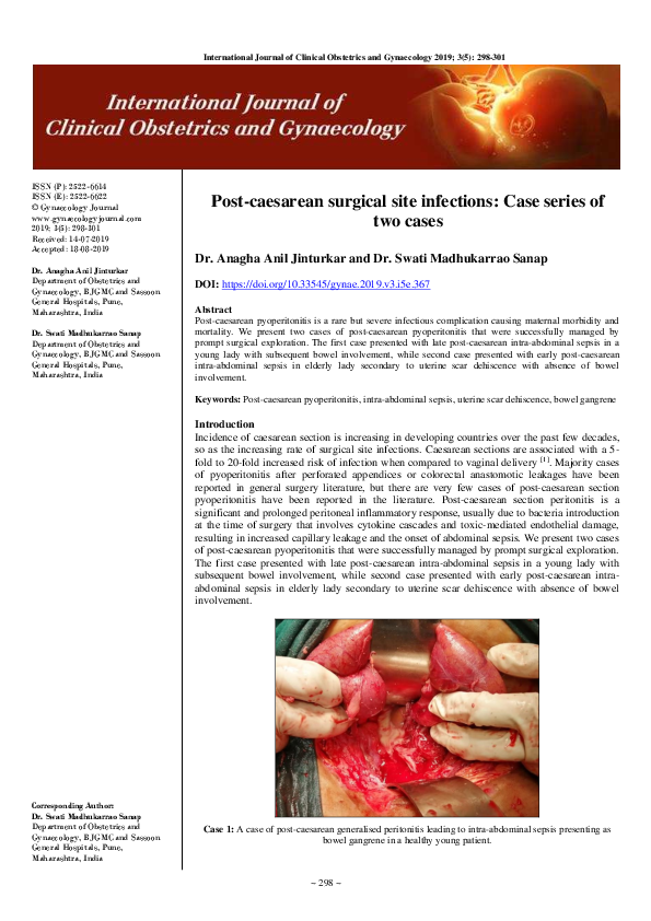 (PDF) Post-caesarean surgical site infections: Case series of two cases