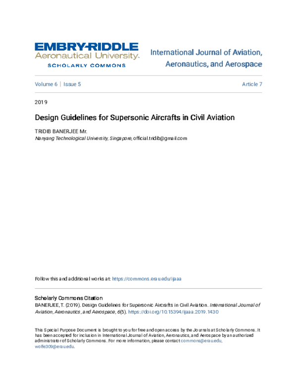 (PDF) Design Guidelines for Supersonic Aircrafts in Civil Aviation