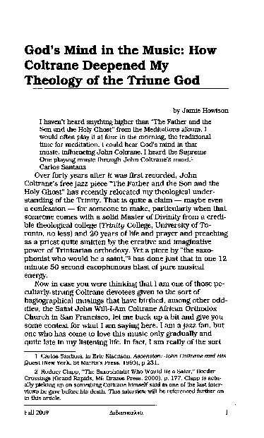 (PDF) God's Mind in the Music: How Coltrane Deepened My Theology of the ...