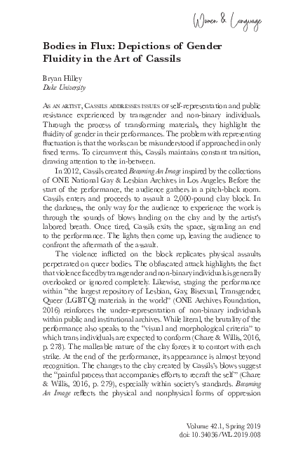 (PDF) Bodies in Flux Depictions of Gender Fluidity in the Art of Cassils