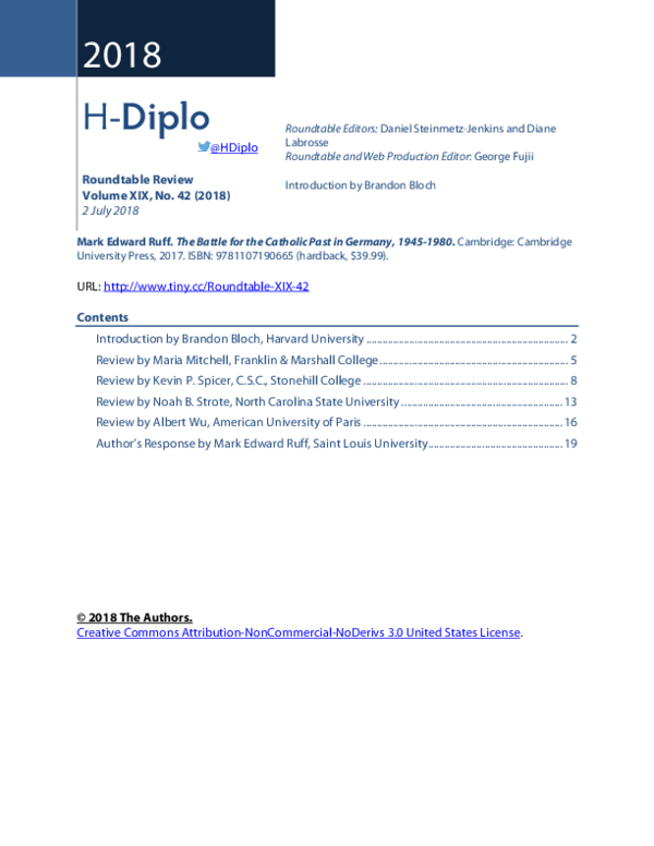 (PDF) Introduction, Roundtable Review of Mark Edward Ruff, "The Battle ...