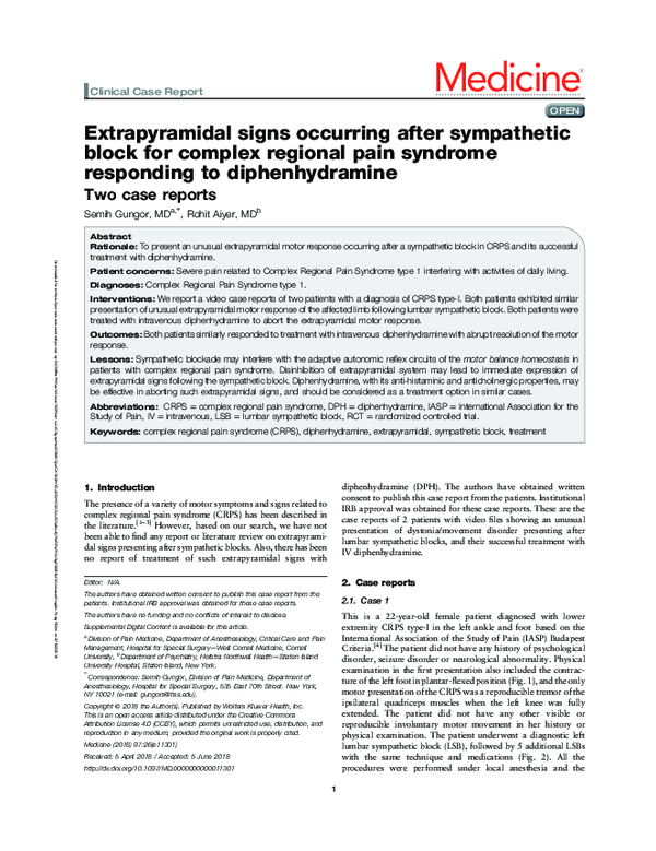(PDF) Sympathetic blocks for the treatment of complex regional pain ...