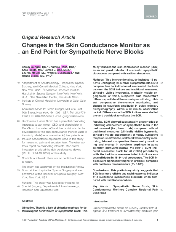 (PDF) Changes in the Skin Conductance Monitor as an End Point for ...