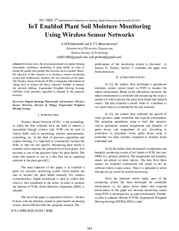 (PDF) IoT Enabled Plant Soil Moisture Monitoring Using Wireless Sensor ...