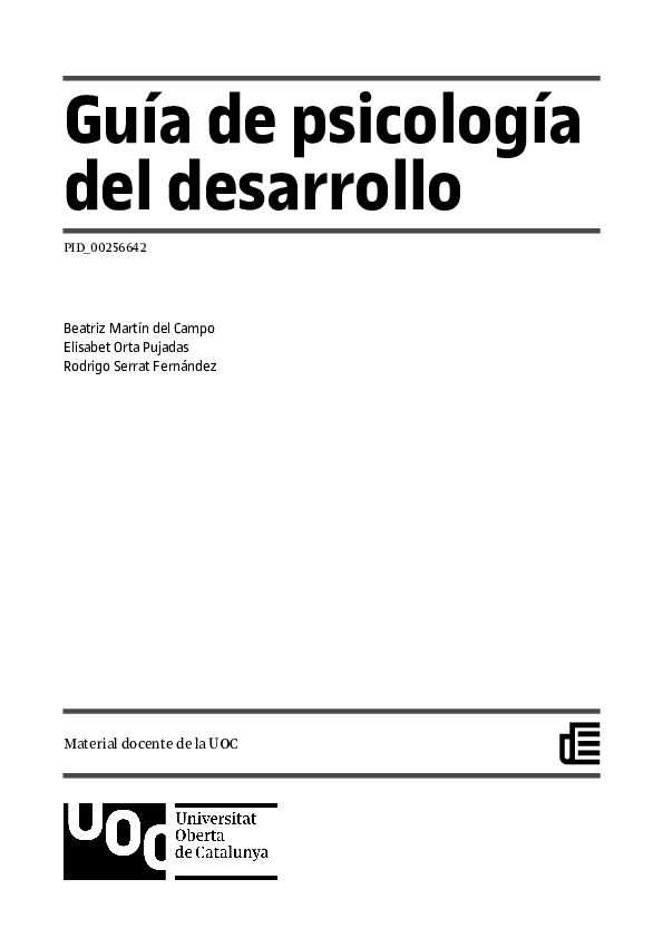 (PDF) Guía de psicología del desarrollo Material docente de la UOC