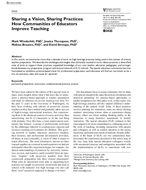 (PDF) Sharing a Vision, Sharing Practices- How Communities of Educators ...