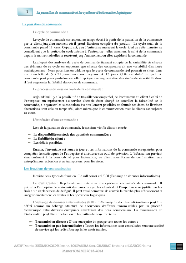 (PDF) Résumé passation de commande & SI ((Chapitre 8 : La passation de ...