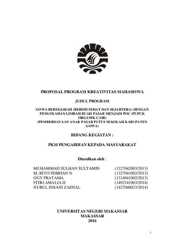(PDF) PROPOSAL PROGRAM KREATIVITAS MAHASISWA