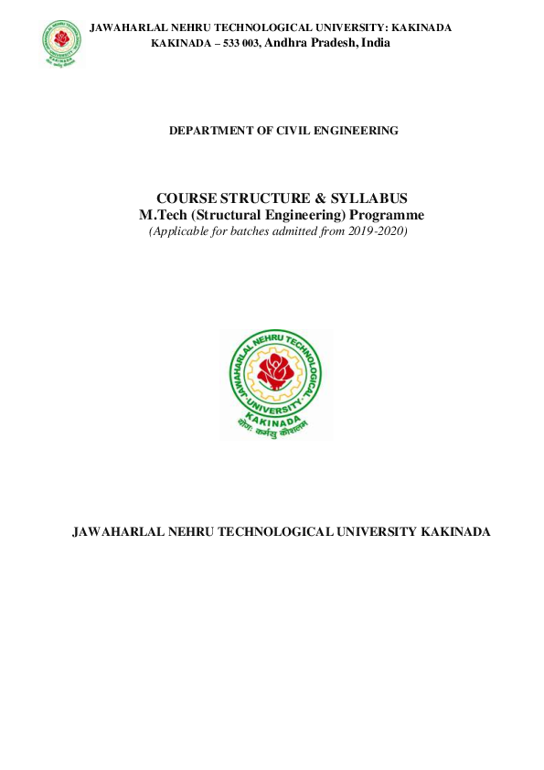 Pdf Course Structure And Syllabus Mtech Structural Engineering Programme