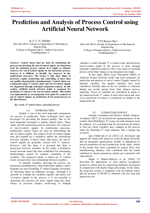 (PDF) IJERT-Prediction and Analysis of Process Control using Artificial Neural Network