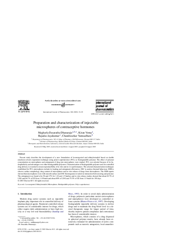 (PDF) Preparation and characterization of injectable microspheres of ...