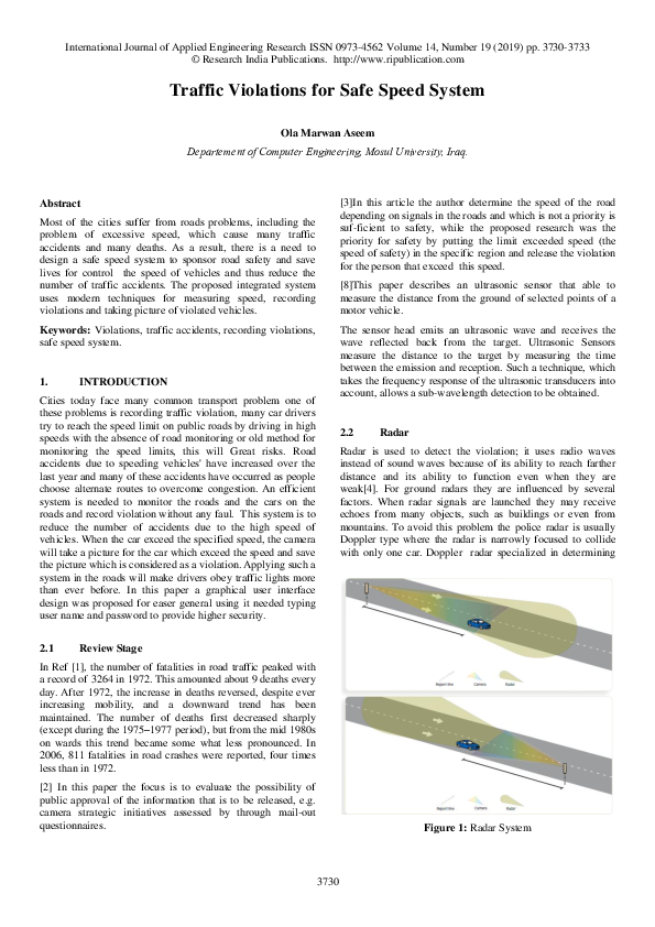 (PDF) Traffic Violations for Safe Speed System