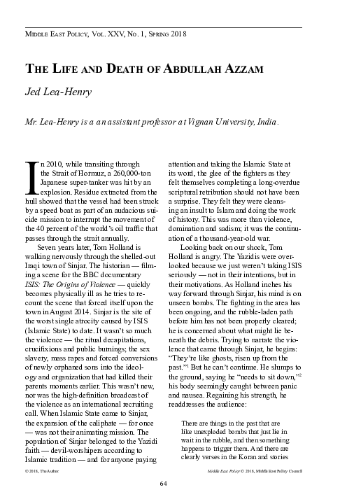 (PDF) The Life and Death of Abdullah Azzam