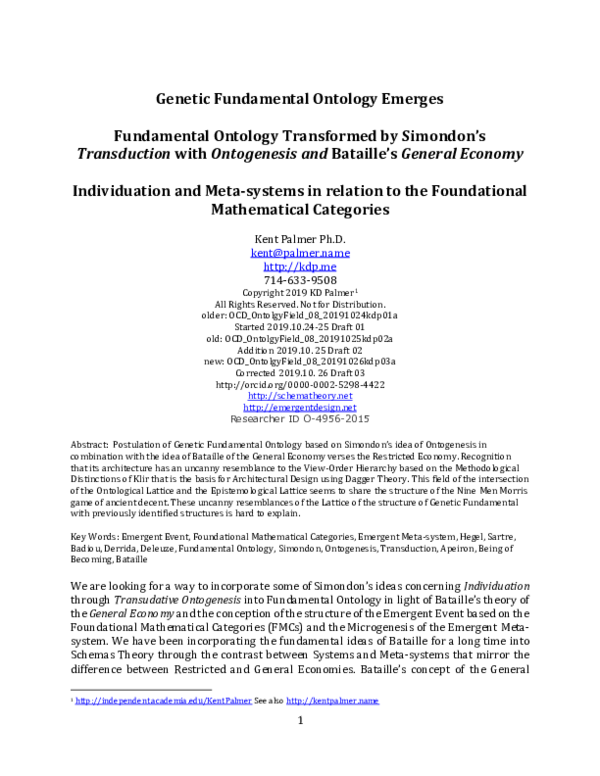 (PDF) Genetic Fundamental Ontology Emerges