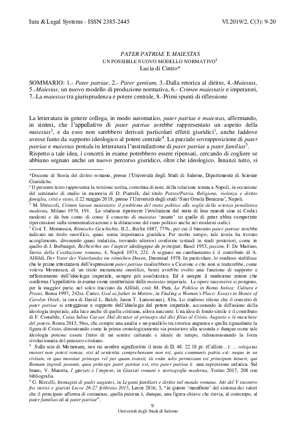 (PDF) PATER PATRIAE AND MAIESTAS, A POSSIBLE NEW Legal MODEL
