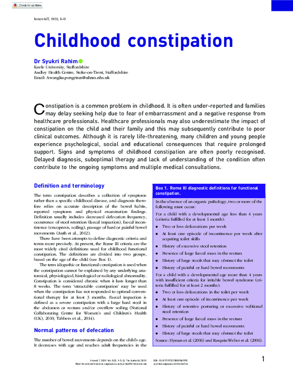 (PDF) Childhood constipation