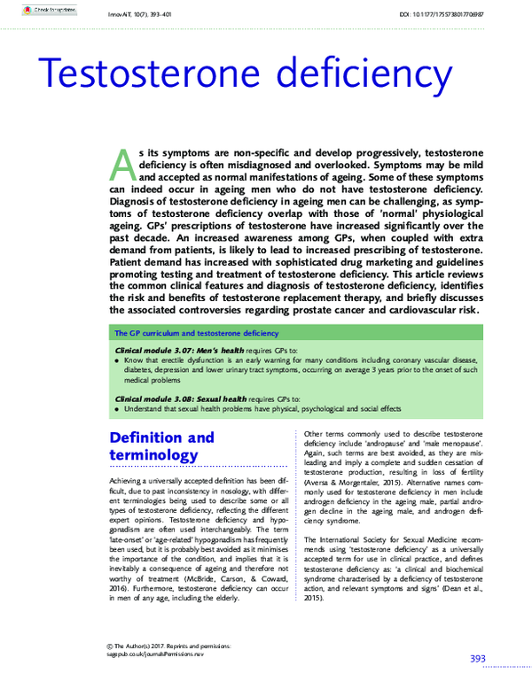 (PDF) Testosterone deficiency