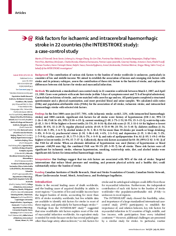 (PDF) Articles Risk factors for ischaemic and intracerebral ...