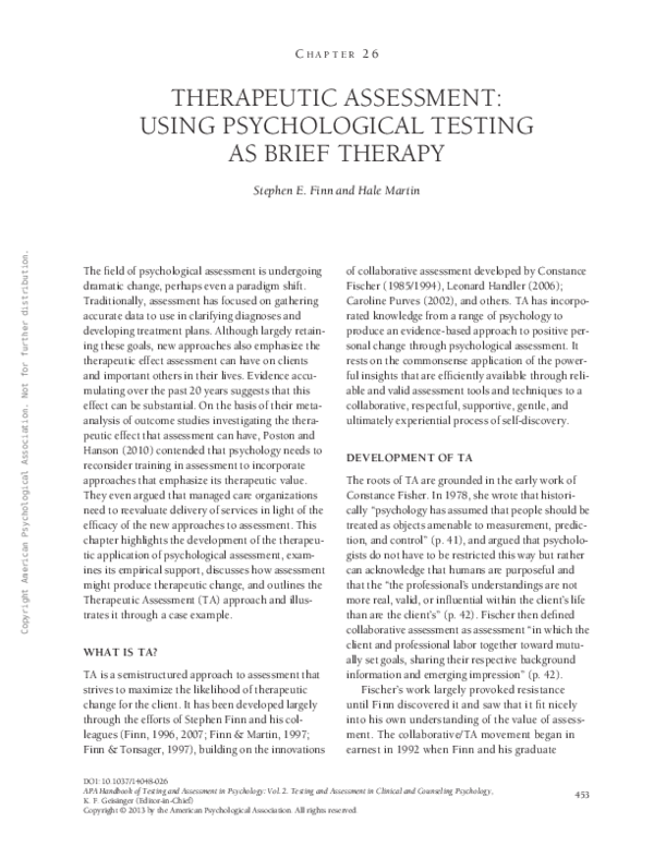 (PDF) Testing and Assessment in Clinical and Counseling Psychology